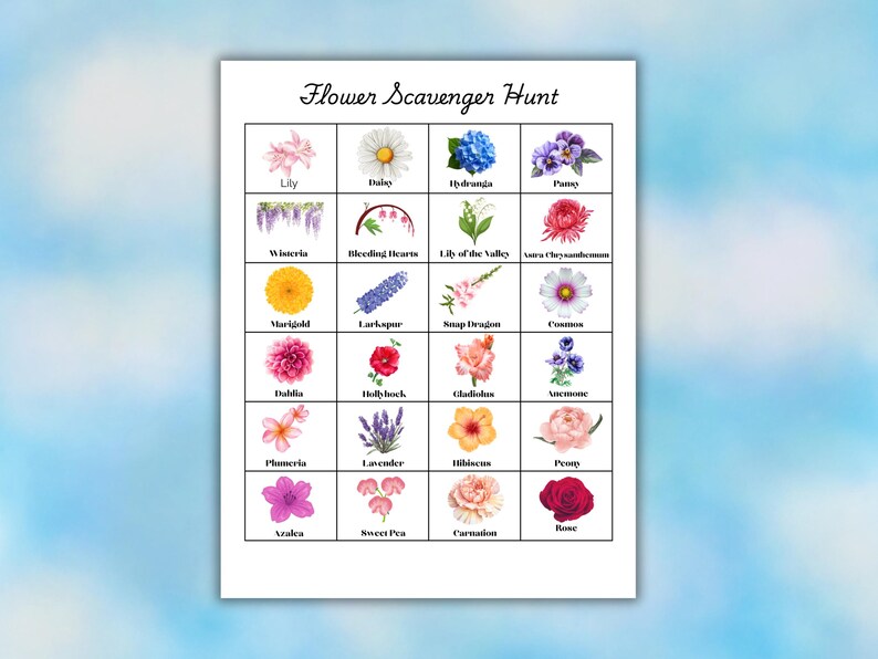 Flower Scavenger Hunt Printable | Spring Nature Walk Activity for Kids ...
