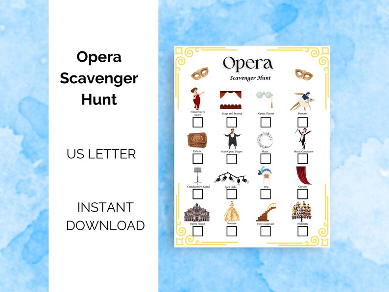 Opera Scavenger Picture Hunt Printable | Fun for All Ages - Etsy