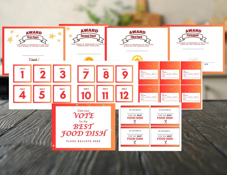 Food Contest Printable Kit – Signs – Instant Download - Etsy