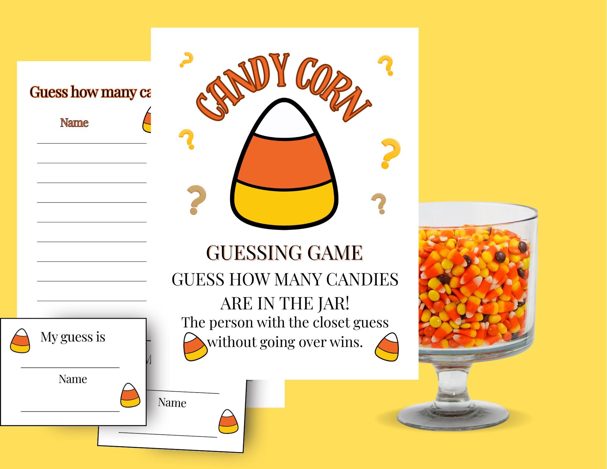 Candy Corn Guessing Game Printable: Halloween Party, Classroom (digital ...