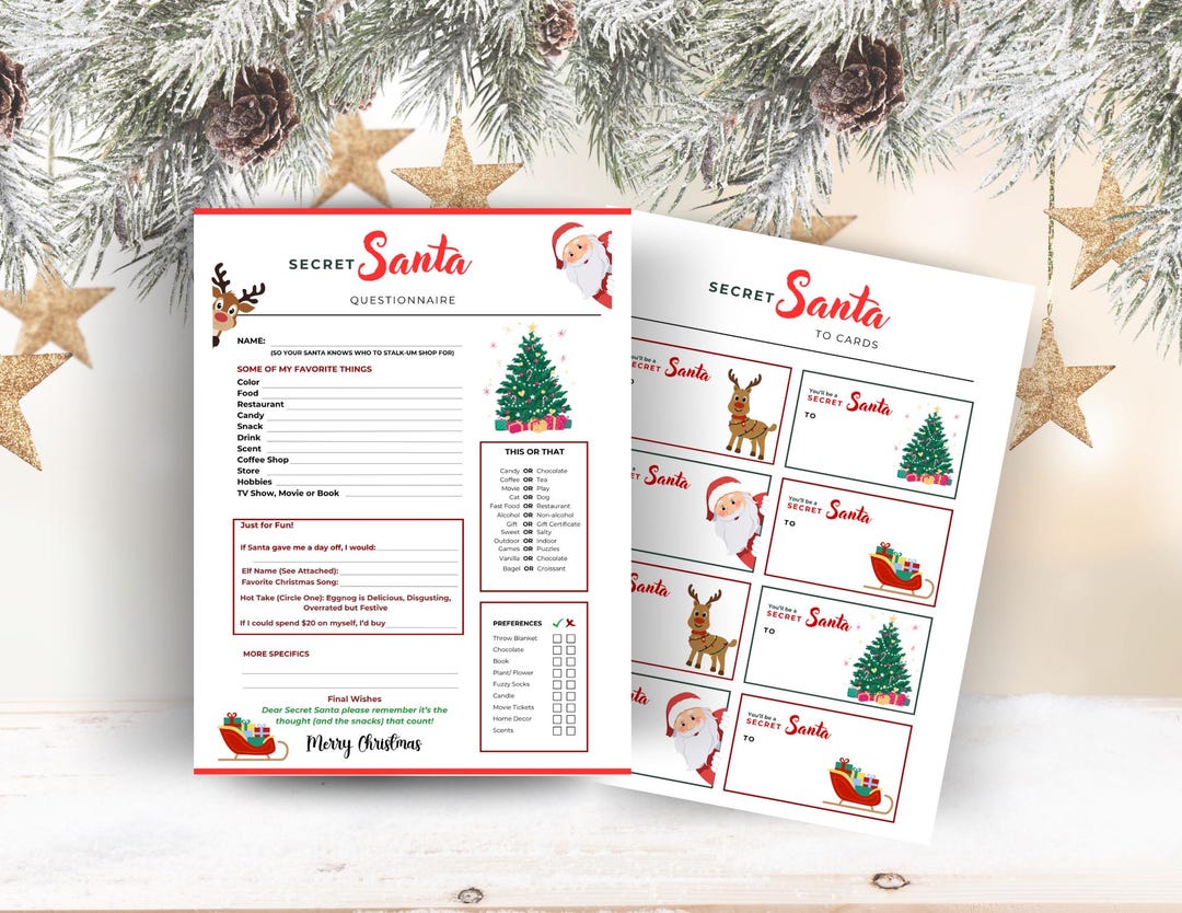 Printable Christmas Party Games | Secret Santa, Elf Name (digital ...