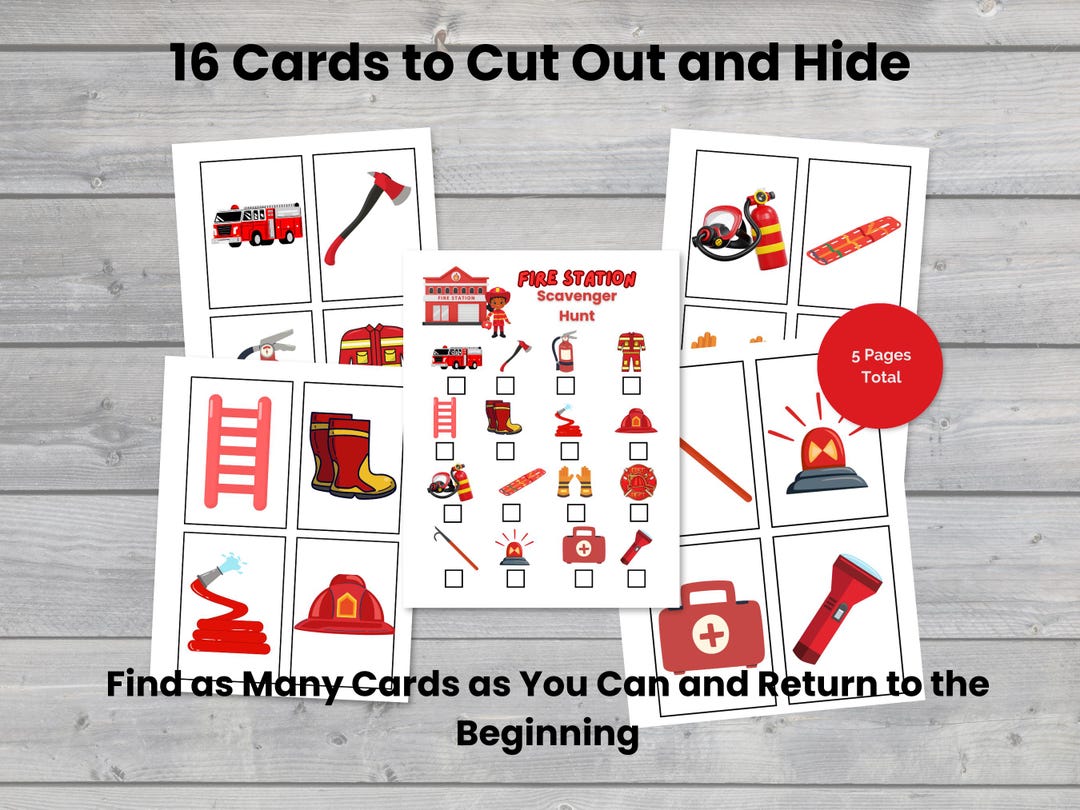 Printable Fire Station Scavenger Hunt for Indoor or Outdoor Fun ...
