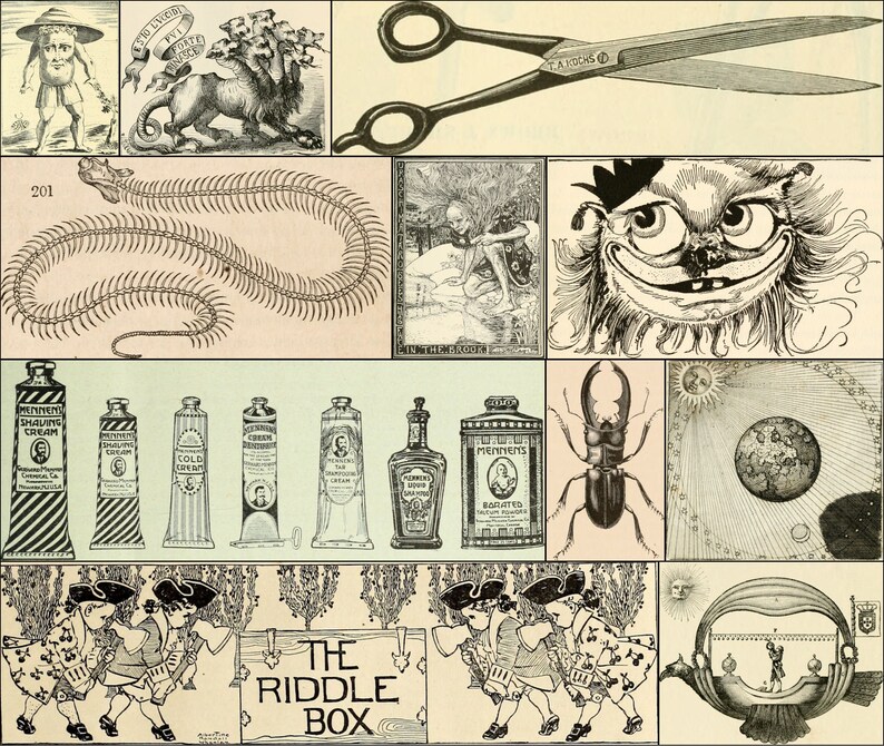 Creepy Strange Odd Vintage Illustrations Digital Instant - Etsy