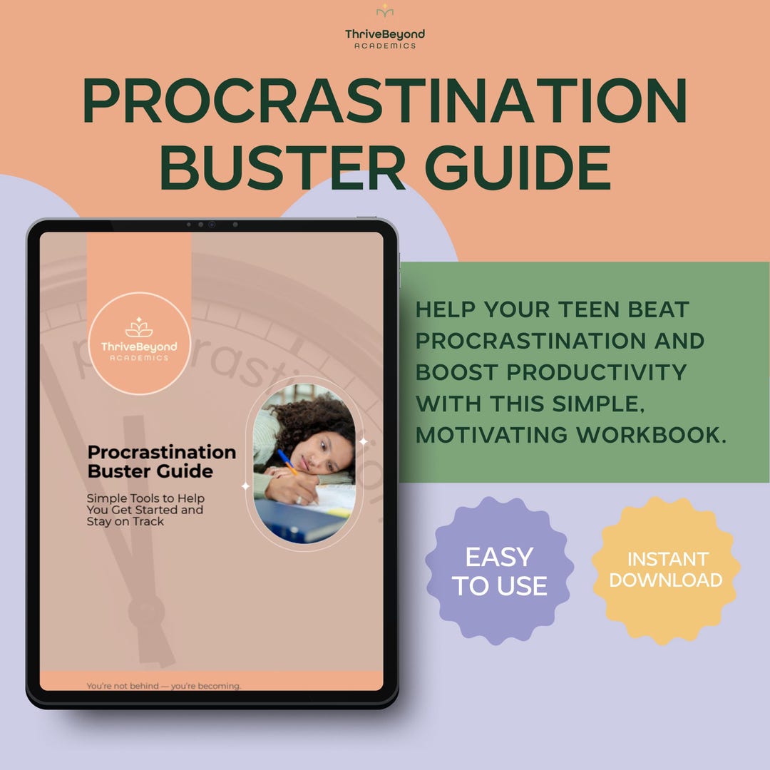Teen Procrastination Buster Guide: Study Skills Workbook (PDF) - Etsy