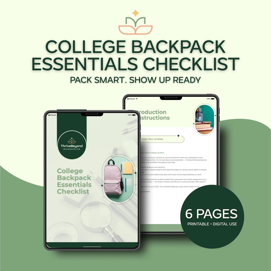 College Backpack Essentials Checklist – Dorm & Commuter Packing List ...