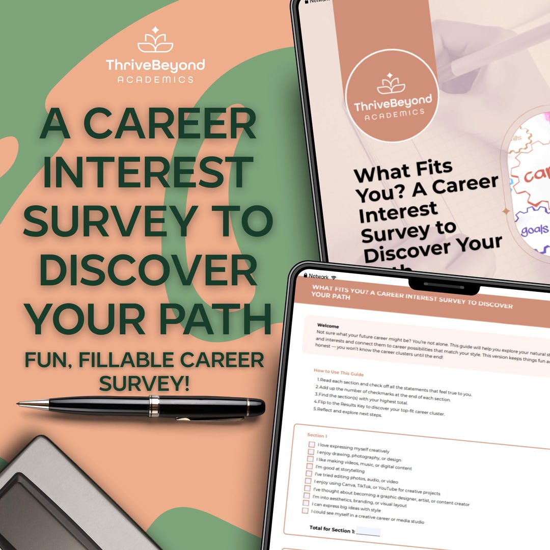 Teen Career Exploration Workbook – Printable Interest Survey & Planning ...