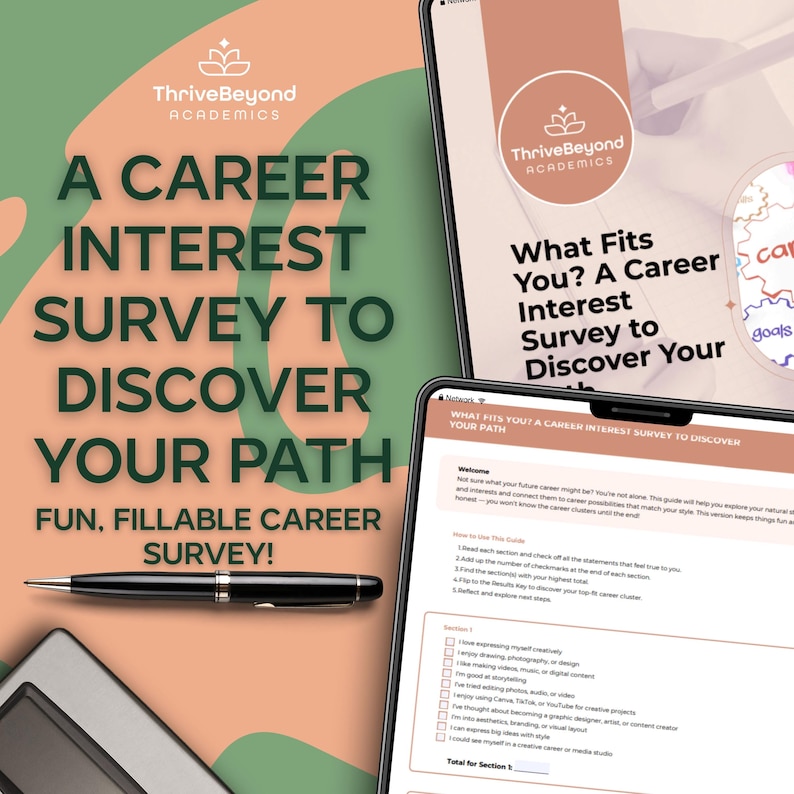 Teen Career Exploration Workbook – Printable Interest Survey & Planning ...