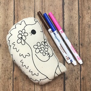 Hedgehog Plushie, Stuffed Coloring Toy, Hedgehog Coloring Doll, Doodle ...