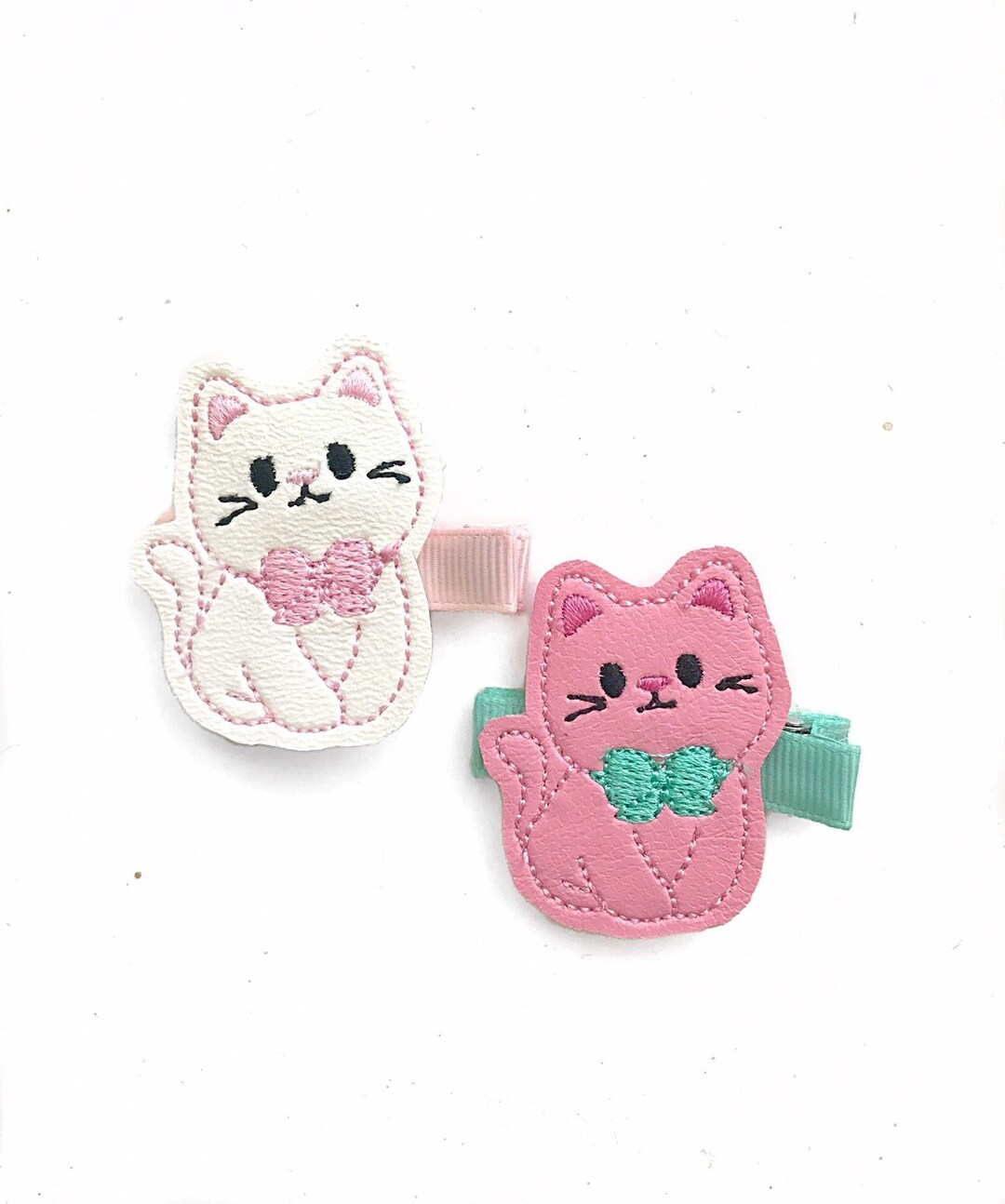 Cute Cat Felt Embroidery Hair Clip / Non Slip Hair Clip / Girl Hair ...