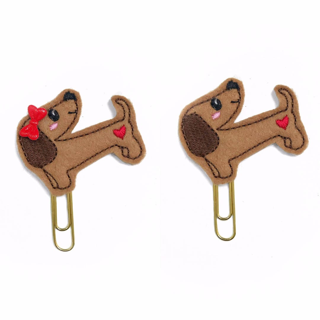 Dachshund Dog Felt Embroidery Planner Clip / Paper Clip / Felt Bookmark ...