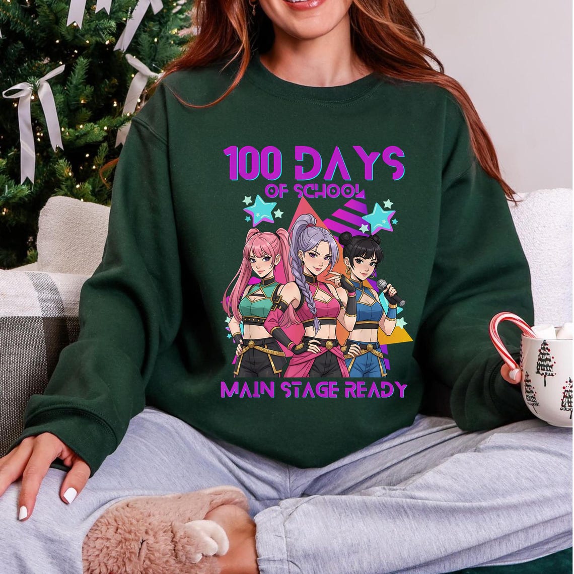 100 Days Smarter K-pop PNG, Cute 100th Day of School Cartoon Idol Girls ...