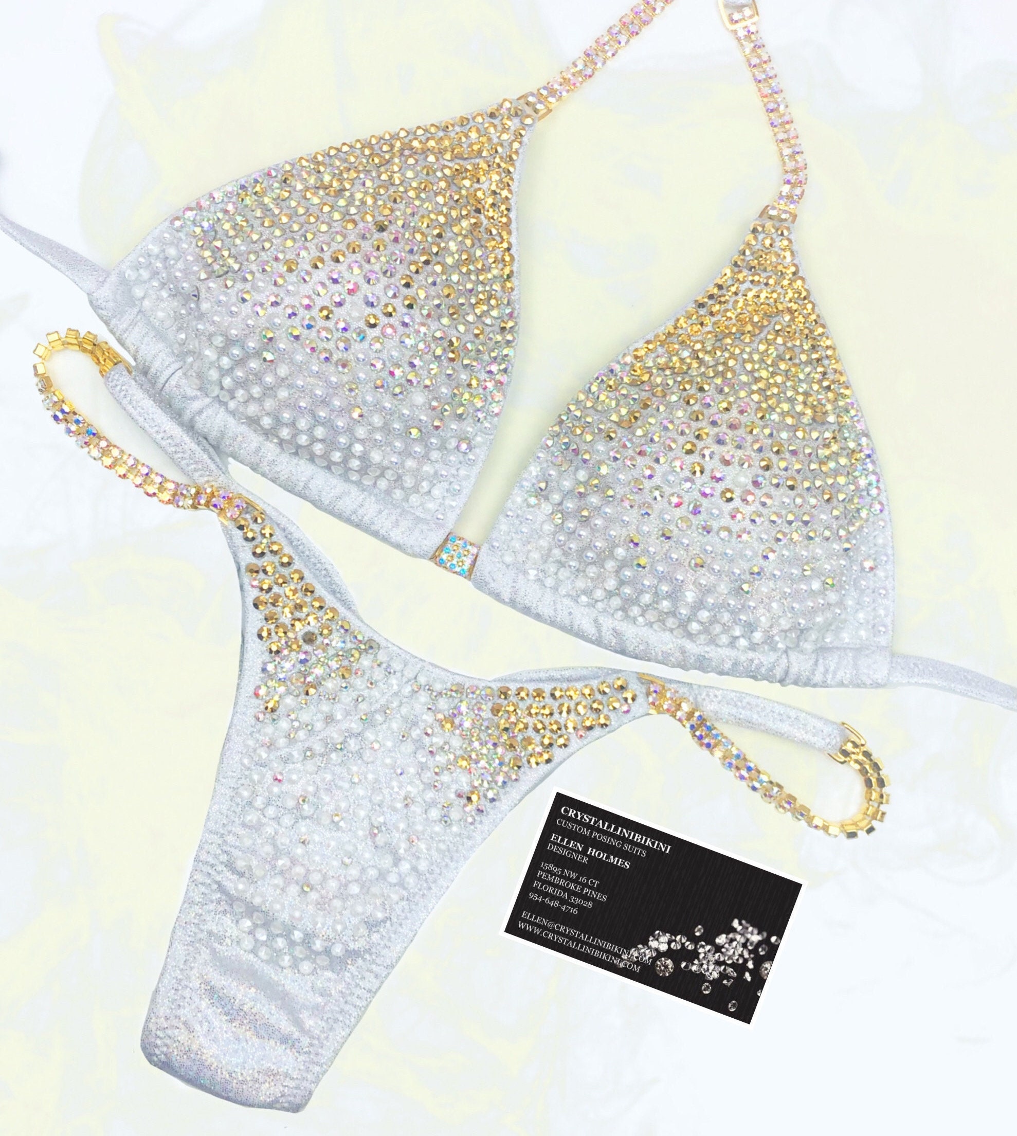 Gold & White Competition Bikini - Etsy