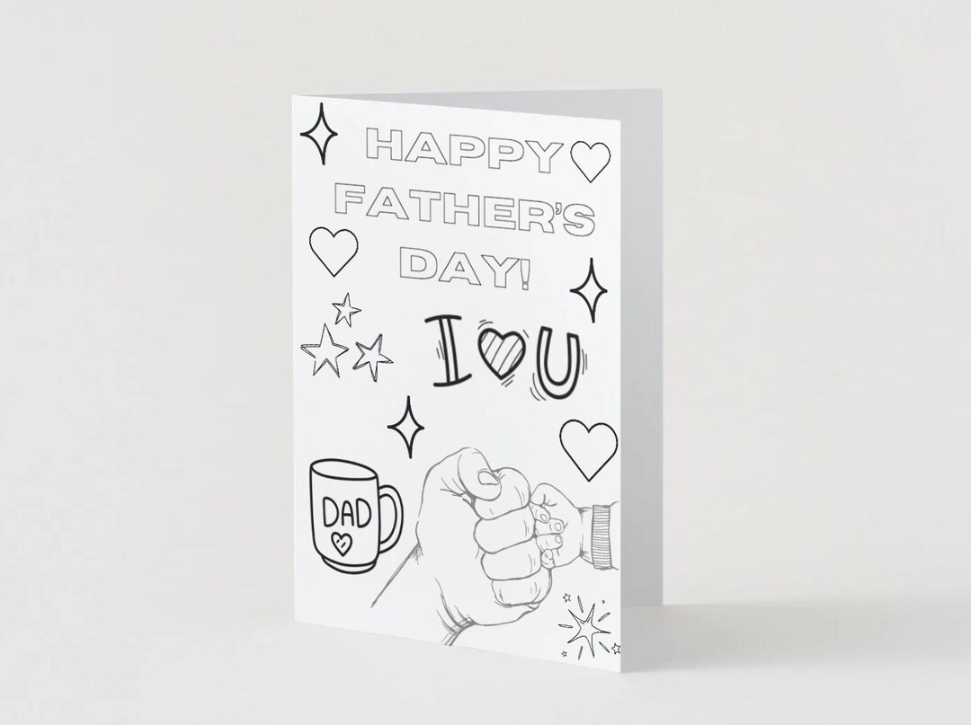 Father's Day Fun: Printable Kids Coloring Card for Dad | Instant ...