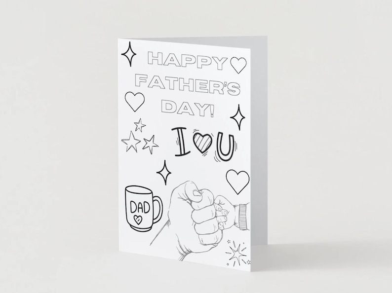 Father's Day Fun: Printable Kids Coloring Card for Dad | Instant ...