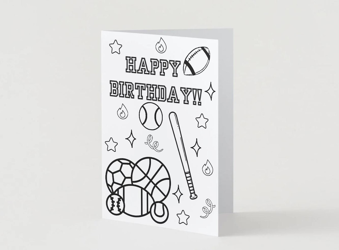 Sports-themed Birthday Card for Kids | Instant Download - Etsy