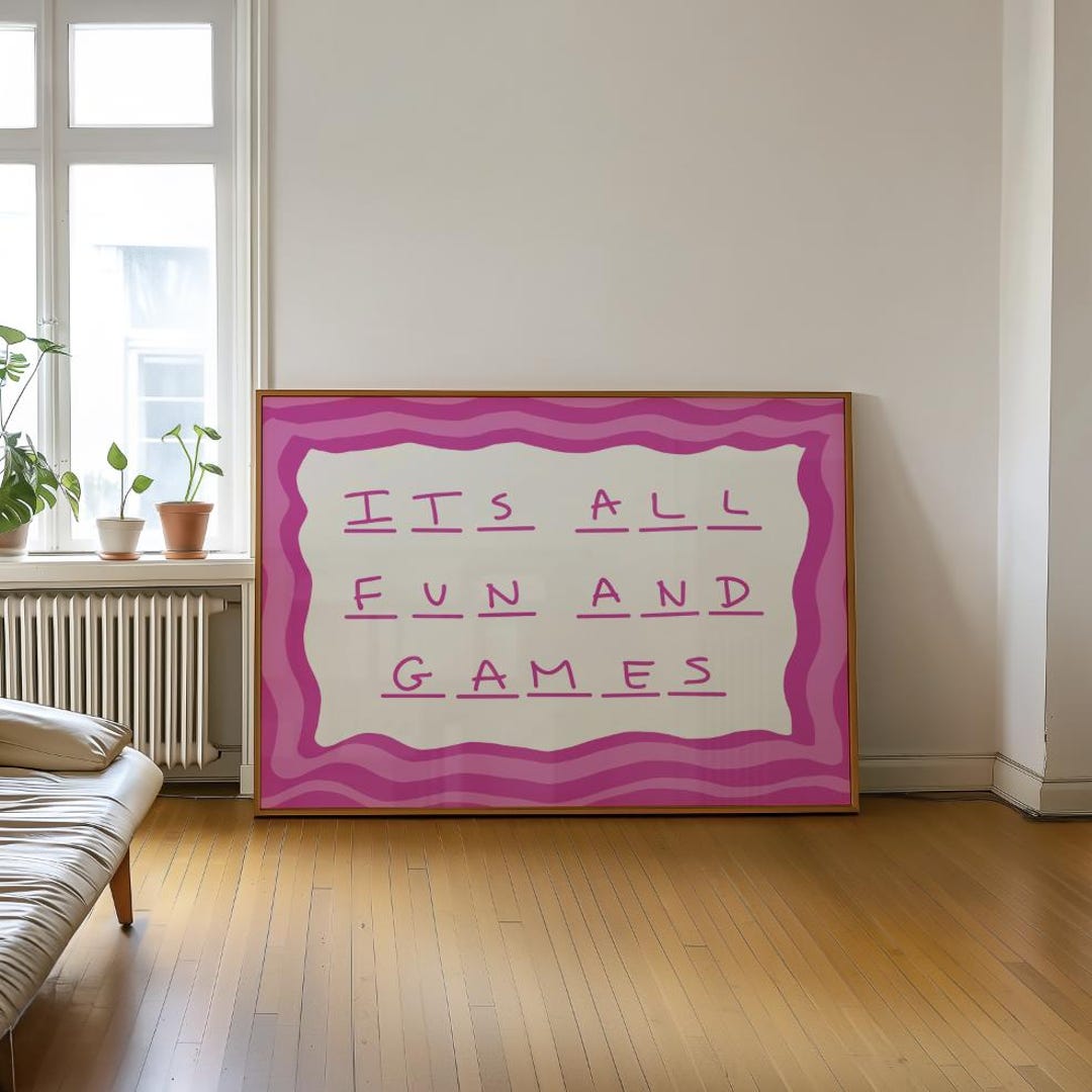 Fun and Games Pink Typography Art Print: Playful Home Decor (digital ...