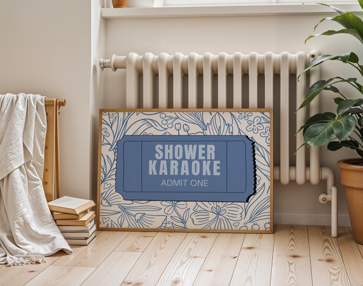 Shower Karaoke Ticket Print: Floral Bathroom Wall Art (digital Download ...