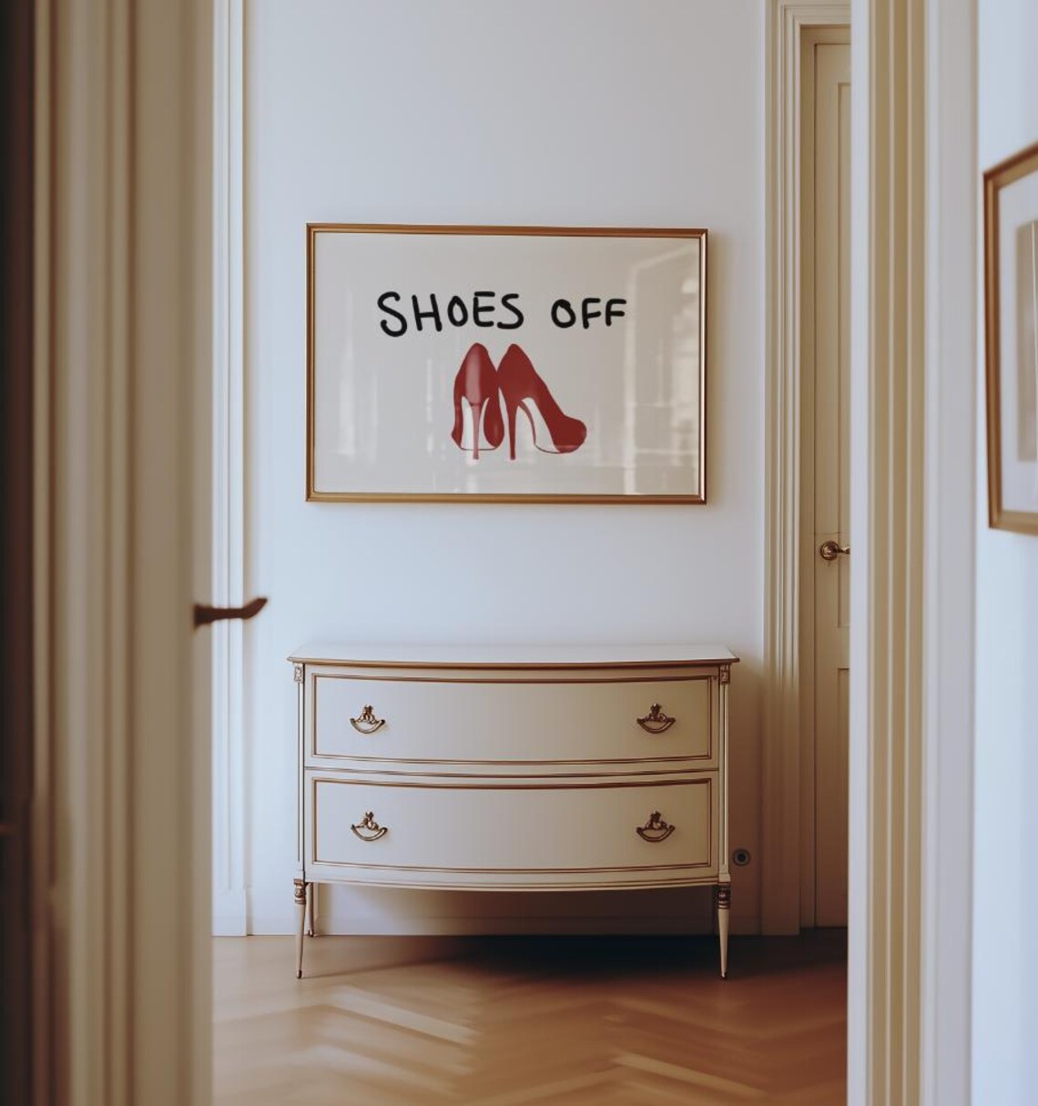 Shoes off Red High Heels Print, Modern Entryway Art (digital Download ...