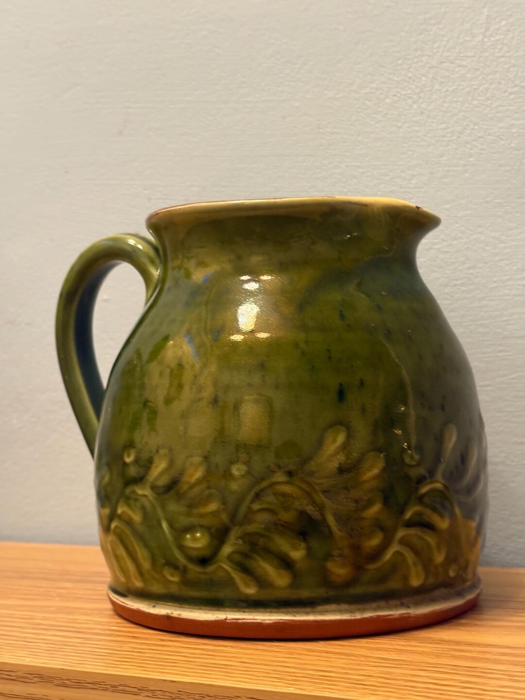 Vintage Earthenware Green Glazed Studio Pottery Jug Produced by ...