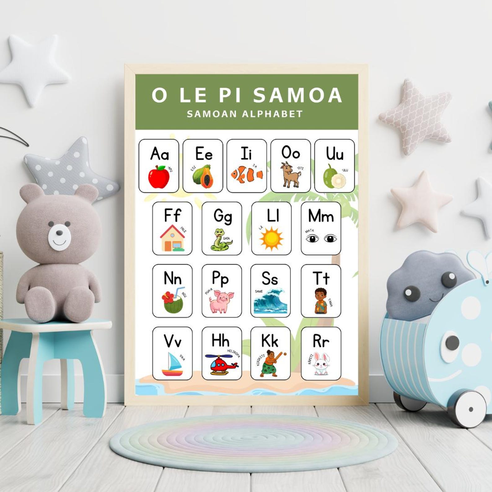 Samoan Alphabet Poster: O Le Pi Samoa Printable Wall Art (digital ...