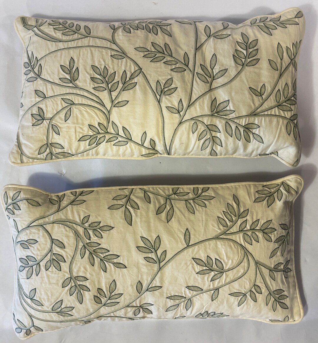 Pair Hand Embroidered Chelsea Textiles Pillows William Morris Willow ...