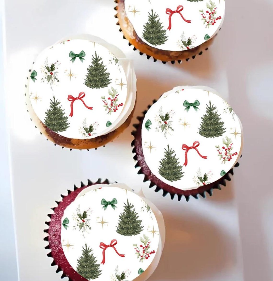 Christmas Tree Cake Toppers, Edible Icing Cupcake Decoration - Etsy
