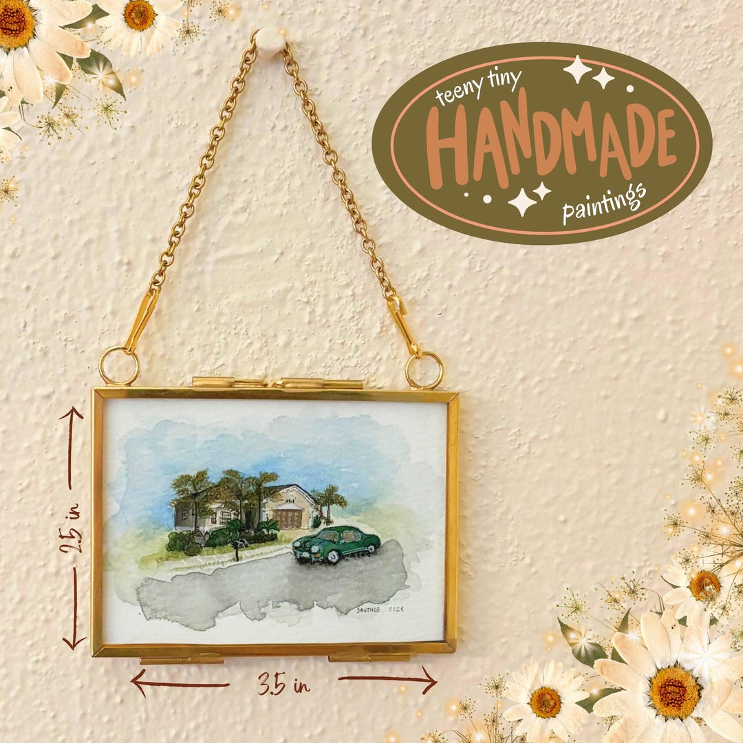 Hand Painted Tiny House Portrait, Framed Custom Original Art, Mini ...