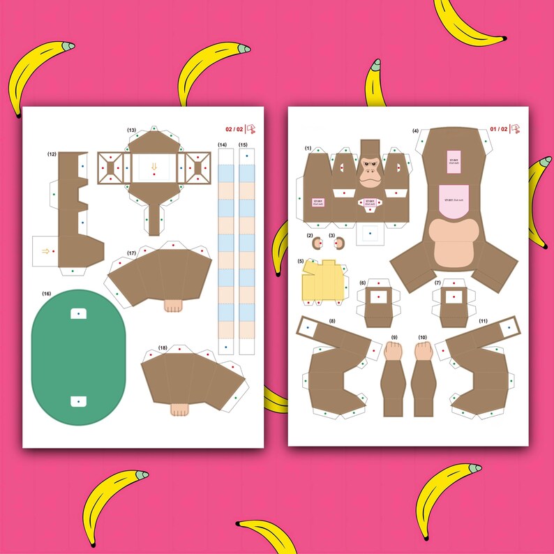 Printable Gorilla Papercraft Kit DIY Animal Paper Toy Template – Fun ...