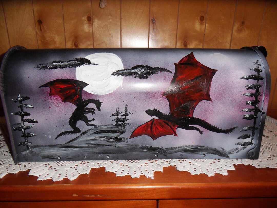 Dragon Dragons Hand Painted Mailbox USPS Standard Size - Etsy
