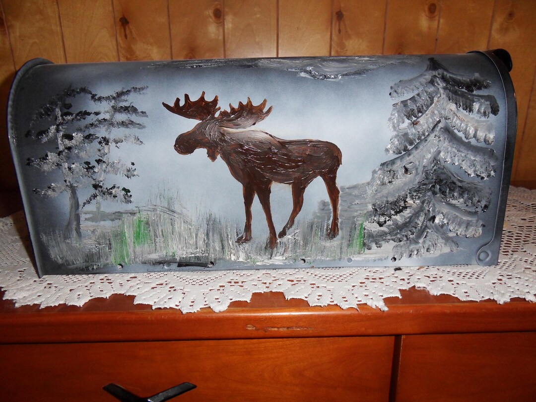 Moose Hand Painted Mailbox USPS Standard Size - Etsy