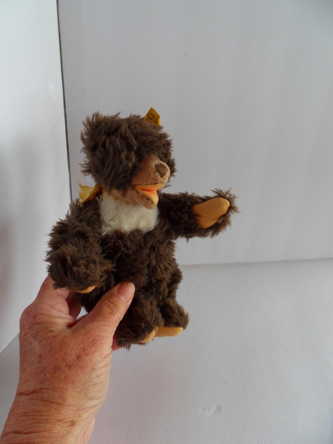 Steiff Bear Cosy Teddy Dark Brown Small Button Flag Made in Germany ...