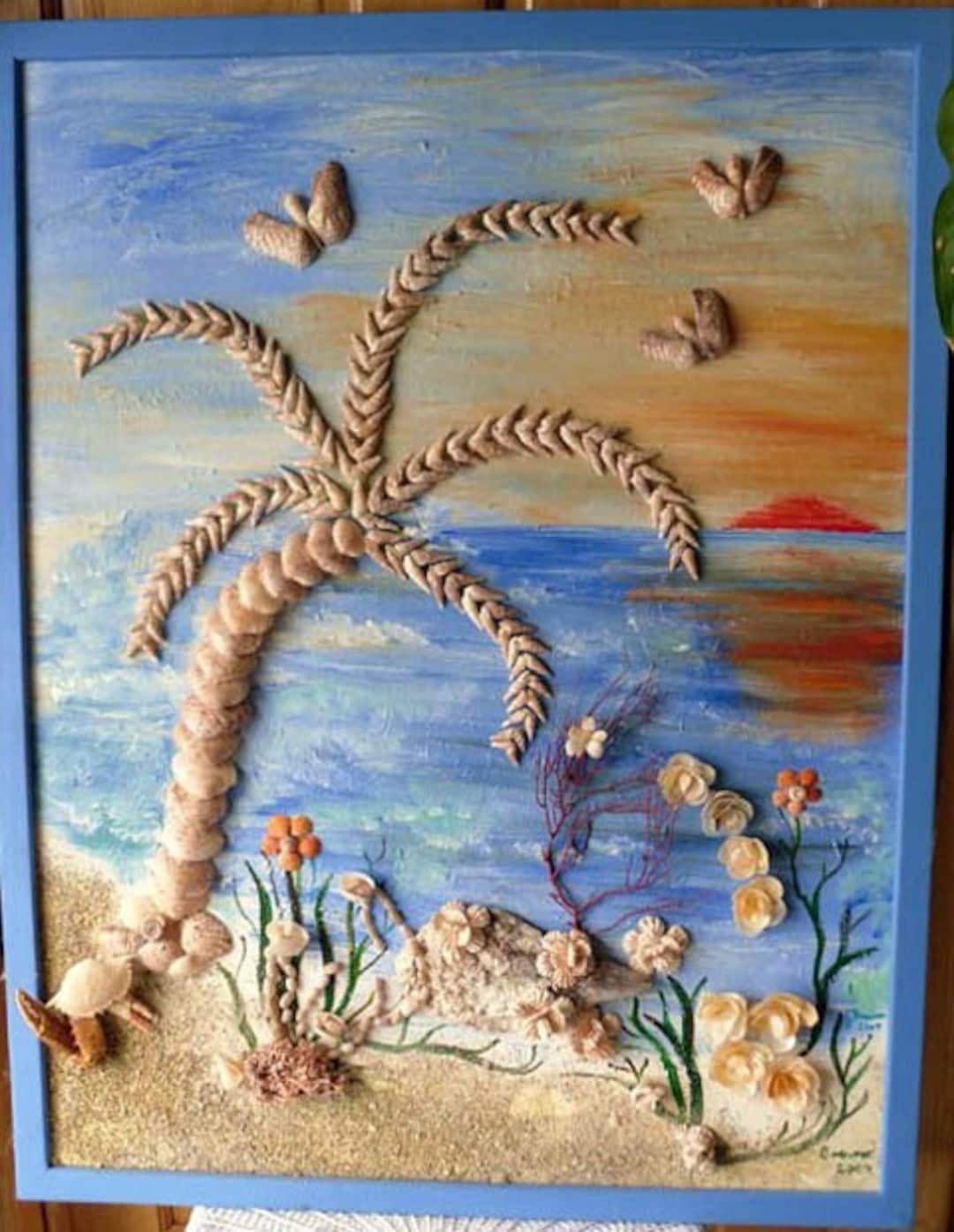 Painting on Canvas With Real Seashells From Florida, 3-D Effect - Etsy