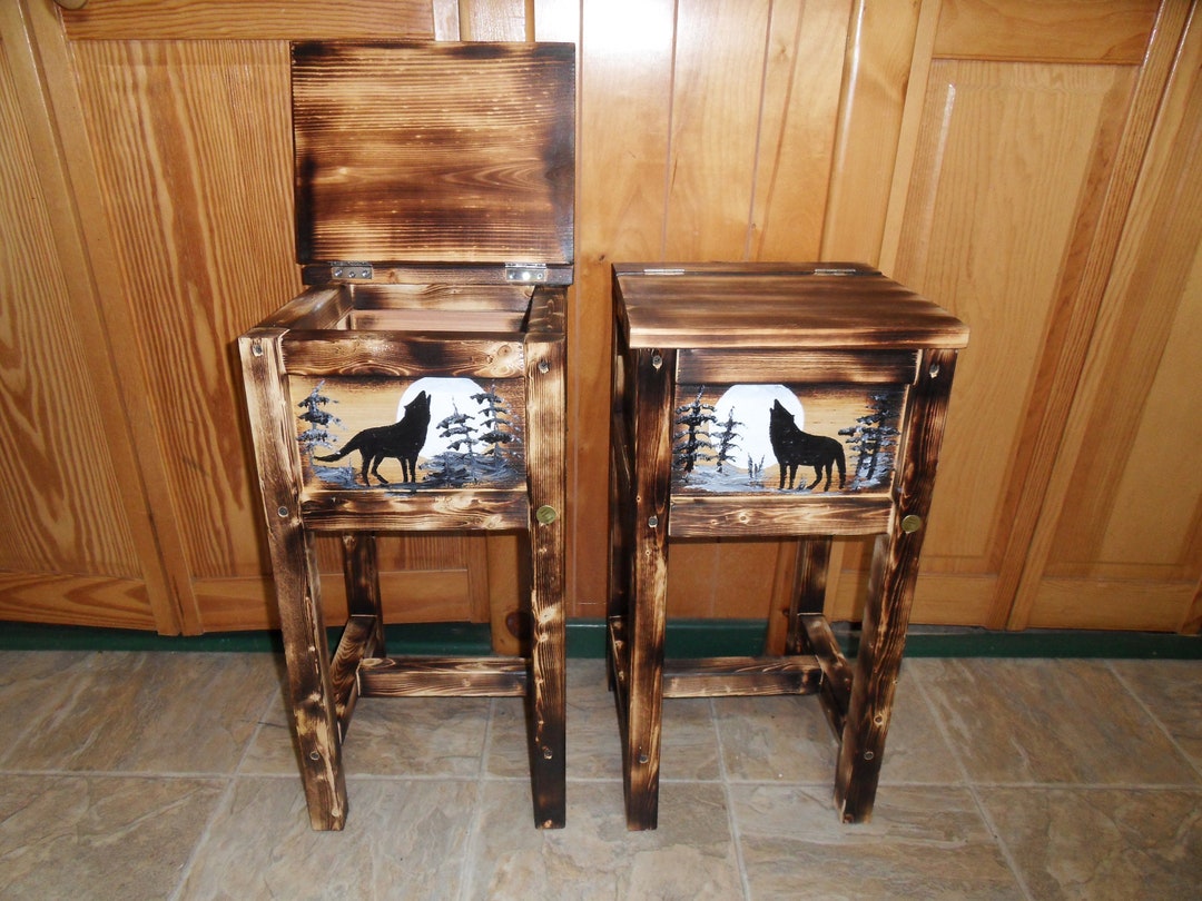 Wolf Rustic End Tables, Nightstands, Side Tables Solid Wood, Handmade ...