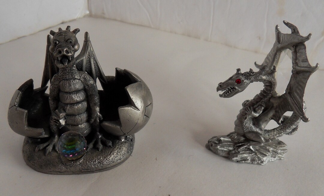 Dragon Pewter Set of 2 From 1990 - Etsy