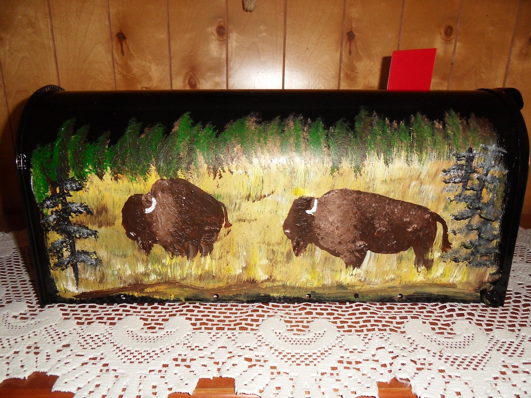 Bison Buffalo Hand Painted Mailbox USPS Standard Size - Etsy