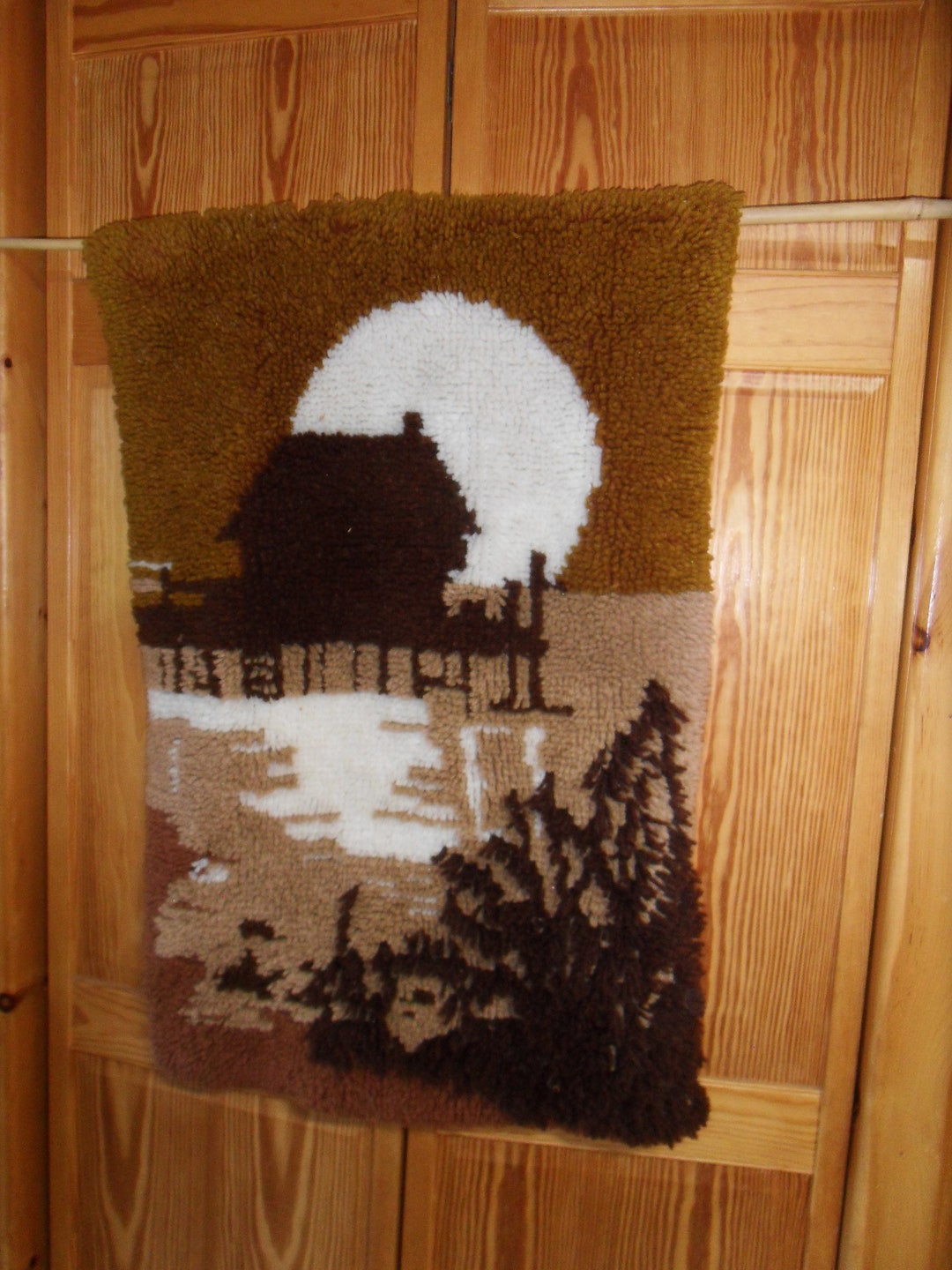 Vintage 1970s Latch Hook Wall Hanging 35x24" Great Condition - Etsy