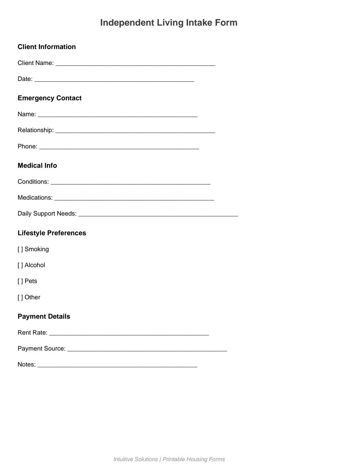 Simple Independent Living Intake Form and Group Home Checklist - Etsy