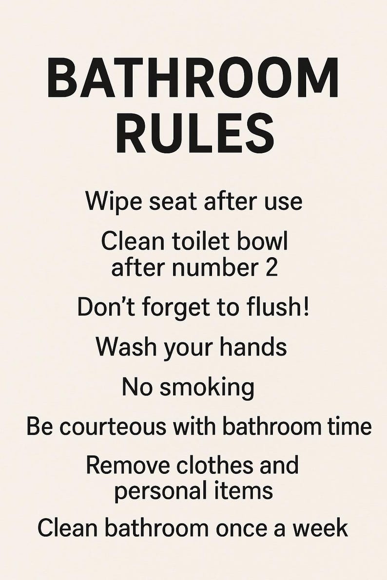 Bathroom Rules Sign Printable - Modern Minimalist Bathroom Wall Art ...