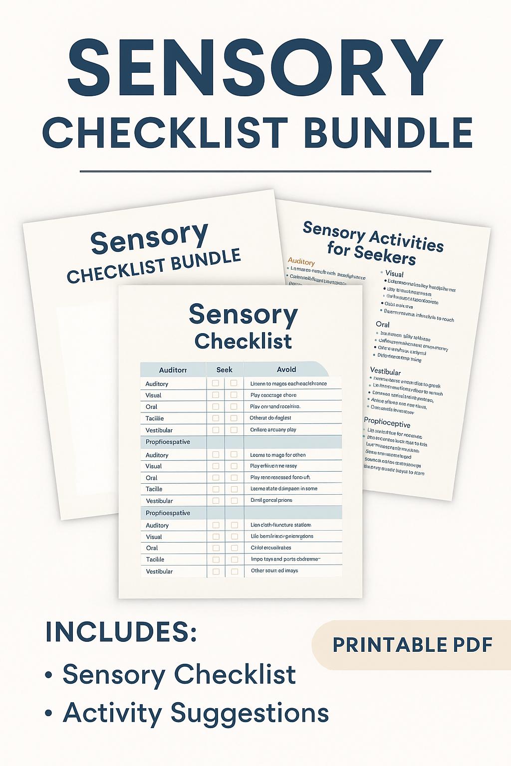 Complete Sensory Bundle | Checklist + Activity Guides for Seekers ...