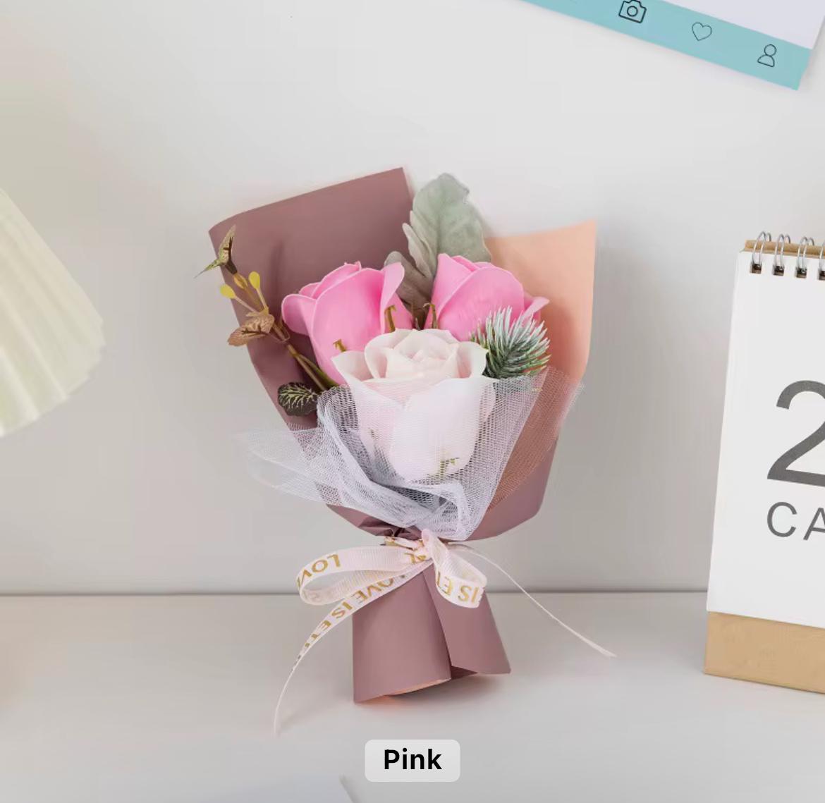 Mini Eternal Rose Bouquet, Artificial Soap Flowers, Small Rustic Flower ...