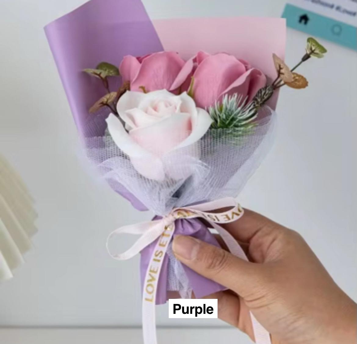 Mini Eternal Rose Bouquet, Artificial Soap Flowers, Small Rustic Flower ...
