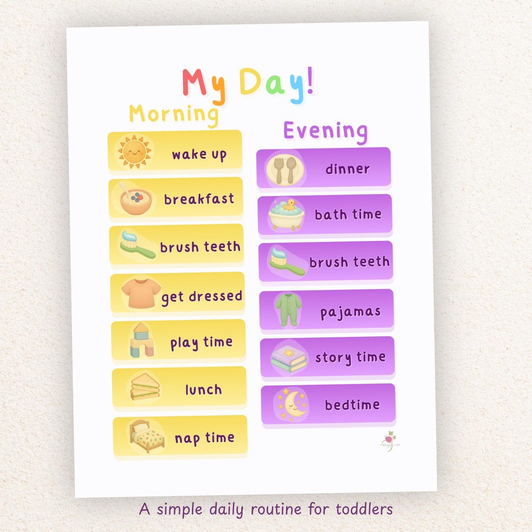 Toddler Daily Routine Chart • Visual Schedule for Young Children - Etsy