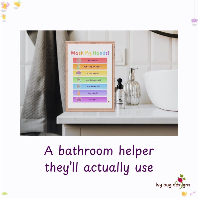 Wash Hands Visual Chart for Toddlers • Step-by-step Handwashing Routine ...