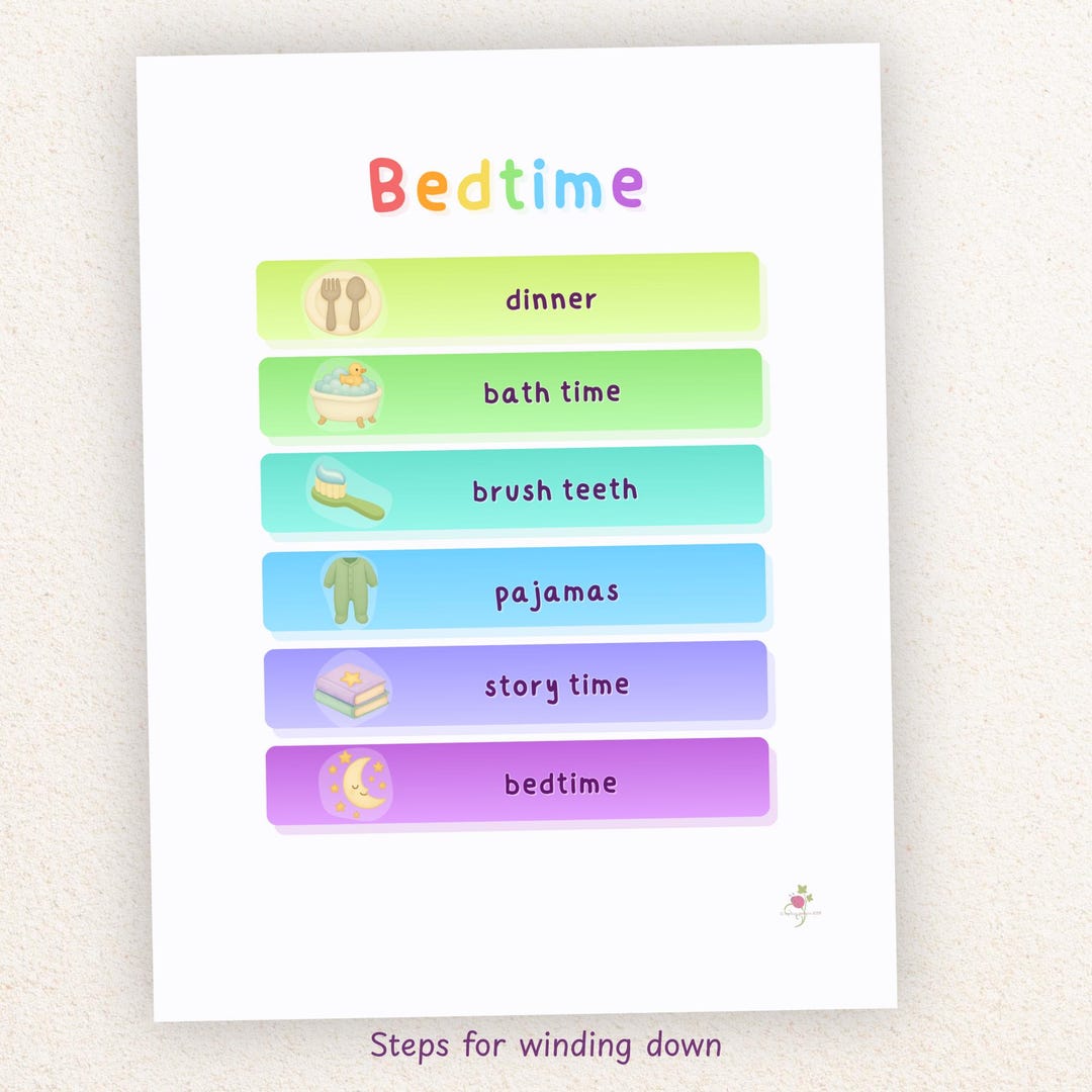 Toddler Bedtime Routine Chart • Calm Visual Schedule for Evenings - Etsy