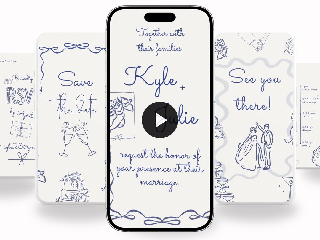Doodle Wedding Video Invitation Template: Animated Digital Invite ...