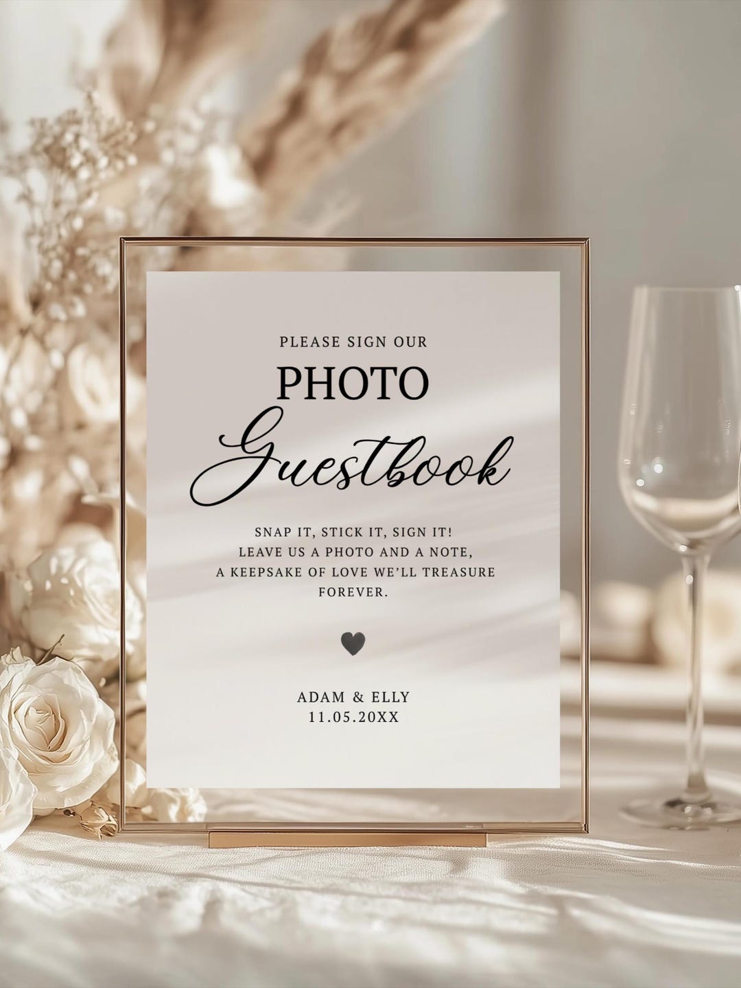 Minimalist Photo Guestbook Sign Template: Classic Wedding Reception ...