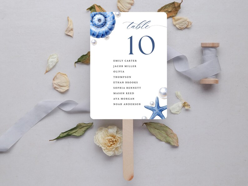 Beach Wedding Table Number Template: Editable Coastal Decor (digital ...