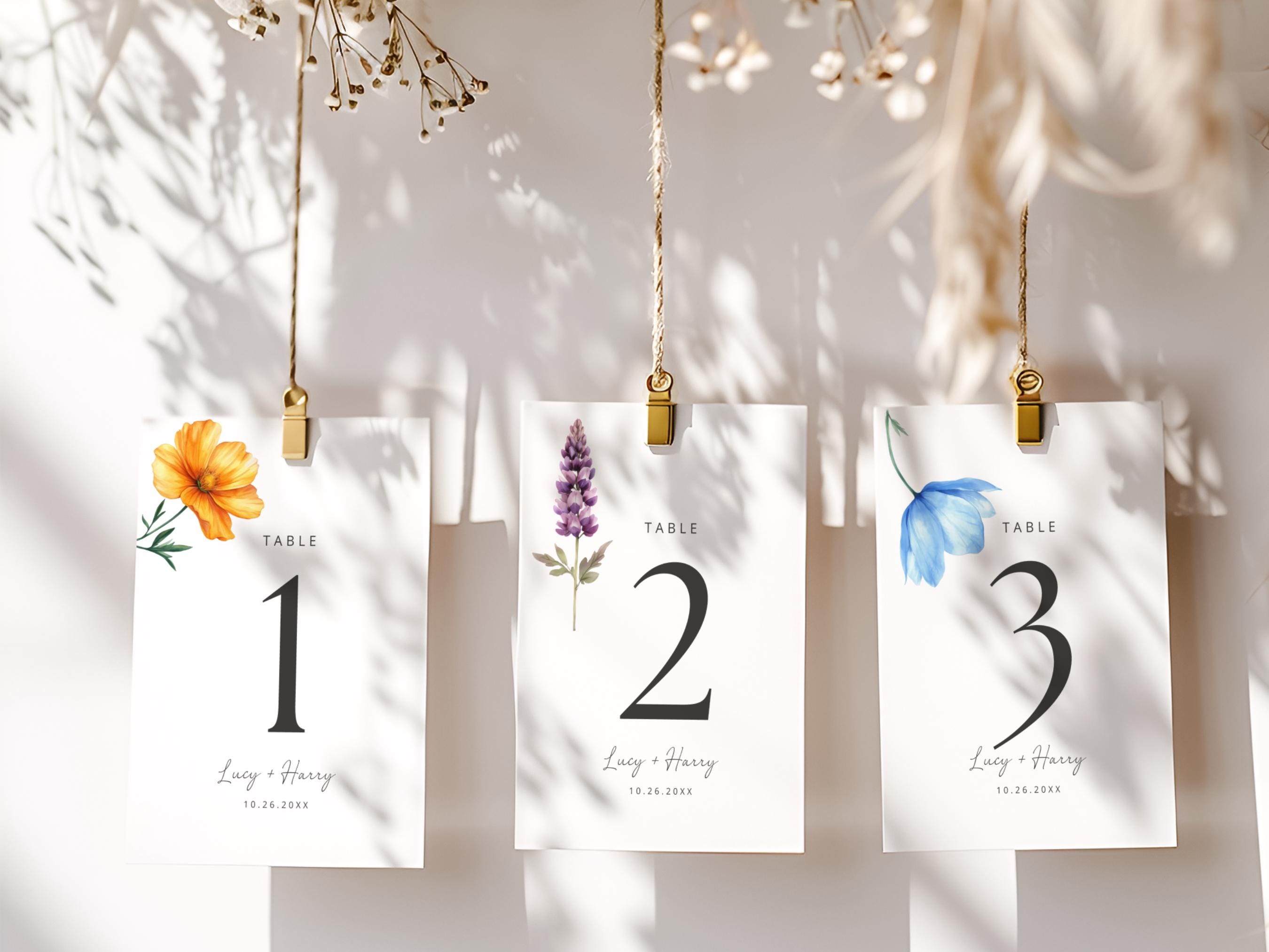 Wildflower Wedding Table Numbers: Boho Floral Garden (printable ...