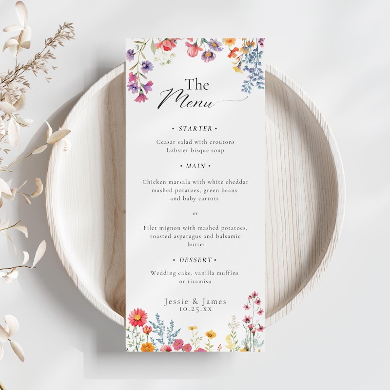 Wedding Menu Cards - Etsy