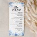 Elegant Blue Wedding Menu Template: Modern Printable Design (4x9" Canva ...